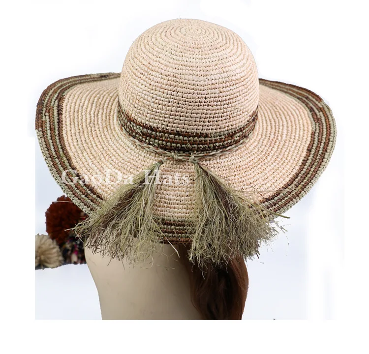 K Raffia Straw Crochet Beach Hat Wide Brim Lady Hat - Buy Straw Roll ...