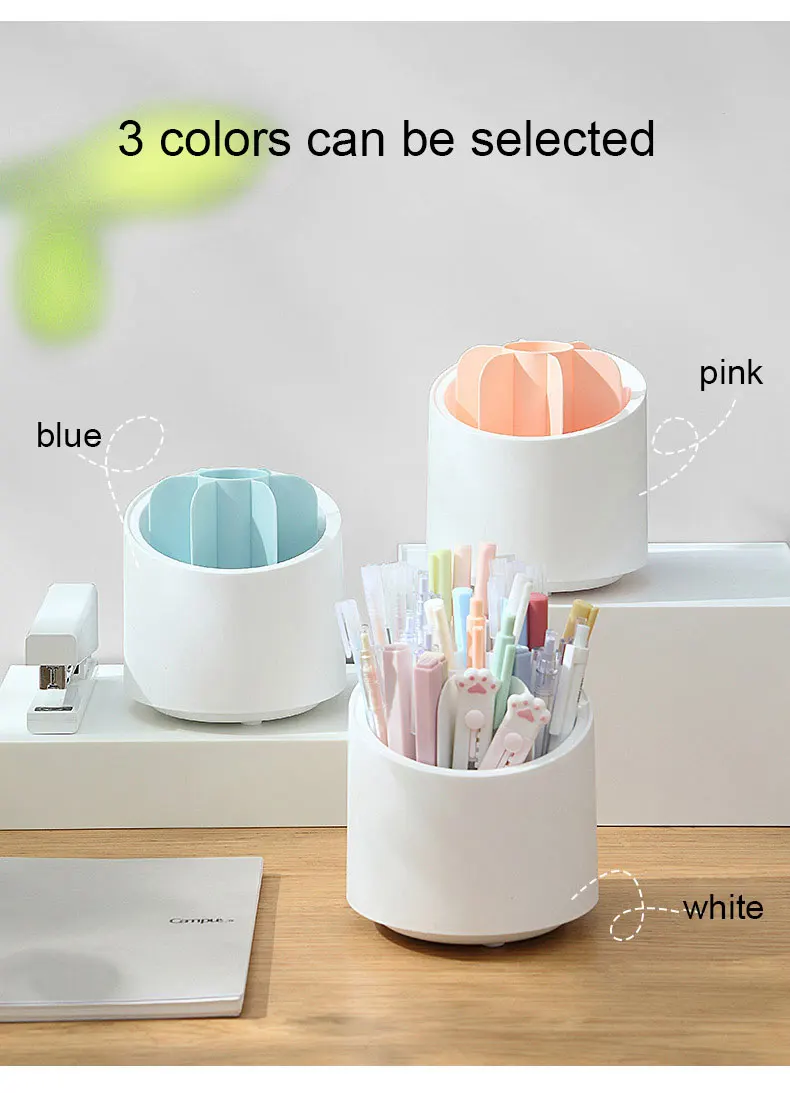 Transparent Cover 360 Rotating Cylinder Case for Office