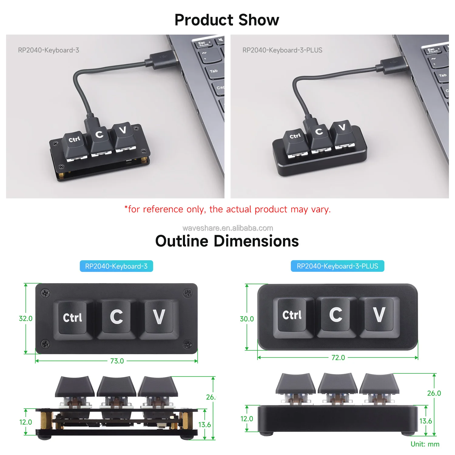 Waveshare Ctrl C/V Shortcut Keyboard for Programmers