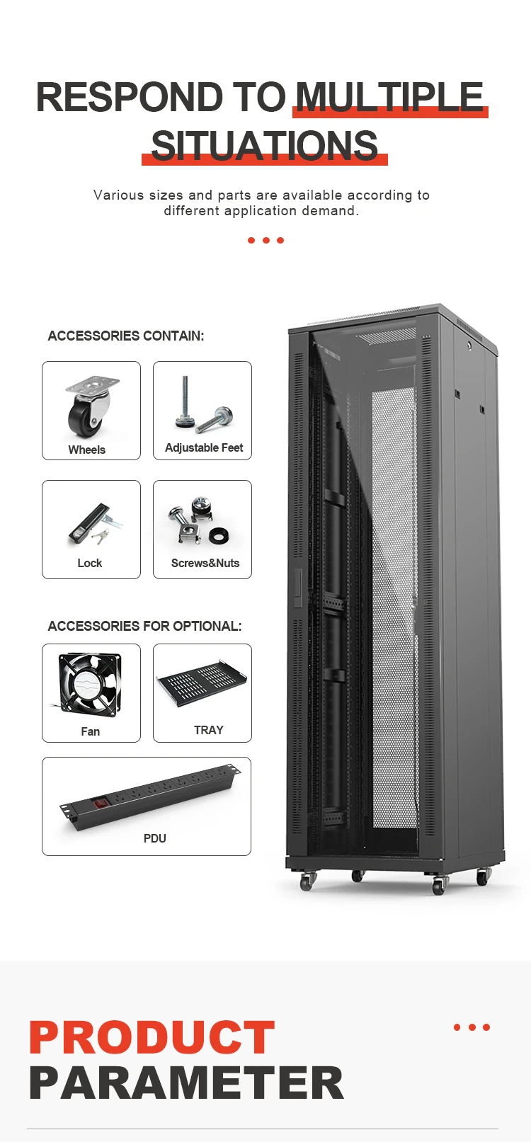 Server Rack Type Network Cabinet 15 32 40u 19 Inch OEM Steel Glass Mesh ...