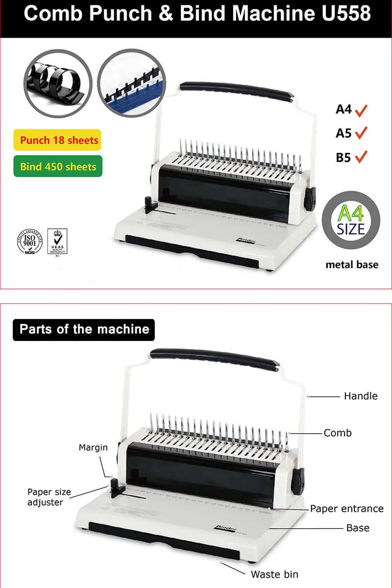 SG-U558 Manual Comb Binding Machine - Easy & Efficient