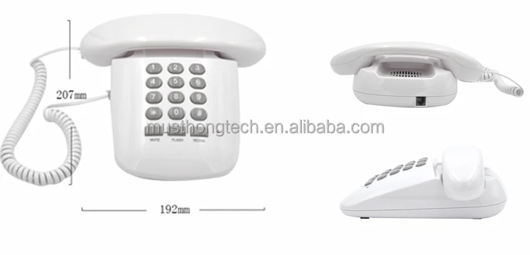 Single Line Corded Retro Telephone - Basic Dial Button Numbers