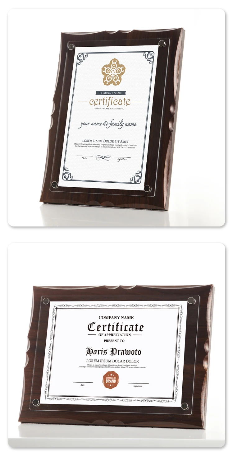 Customized Wooden Certificate Frames - High Class & Durable