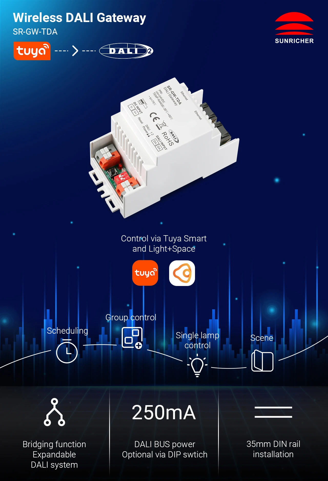 DIN Rail Ethernet (IP) DALI Gateway - Reliable Lighting Control
