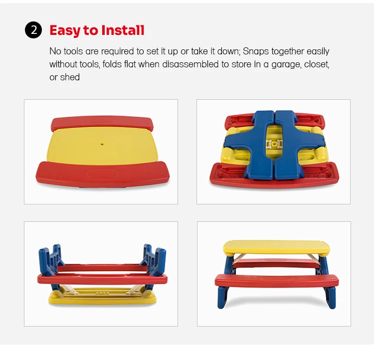 Portable Plastic Folding Children Picnic Table with Bench Set for Kids ...