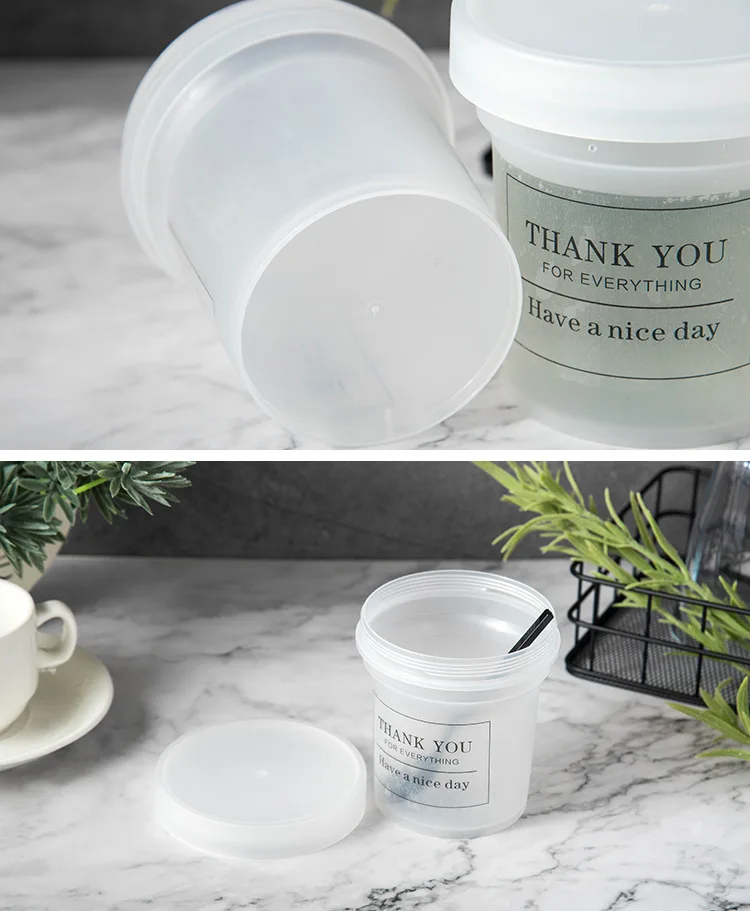 Custom 100ml 500ml Frosted Plastic Dessert Cup With Lid for Fruit Milk ...