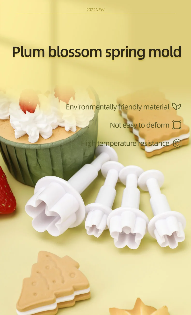 4pcs Eco-Friendly 5-Petal Flower Spring Cake Mold Creative Baking Tools ...