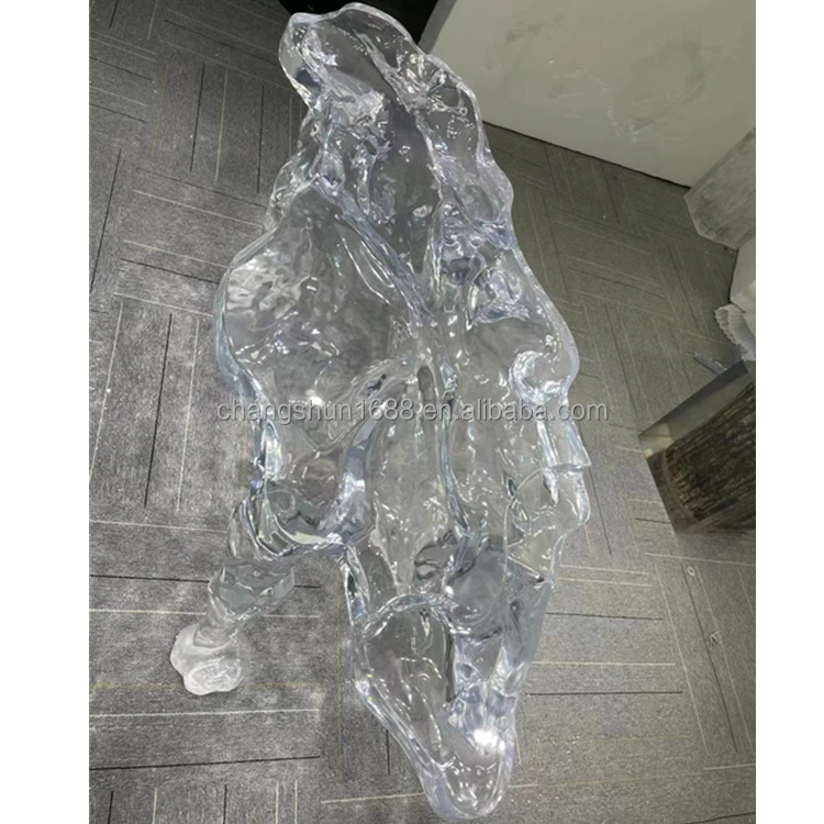 Clear Resin Tea Table Simple Modern Transparent Crystal Resin Sculpture ...