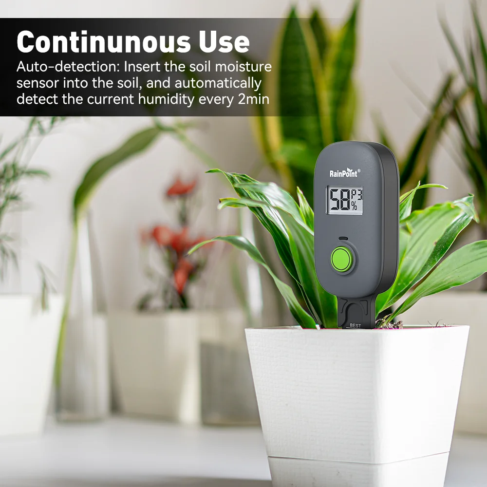 RAINPOINT Digital Soil Moisture Meter Soil Sensor for Plants Soil ...