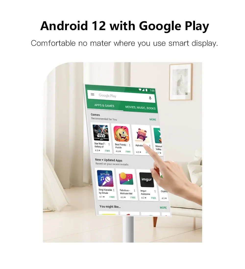 Portable 21.5 Moving Smart Touch Screen Monitor Displays Battery-power ...