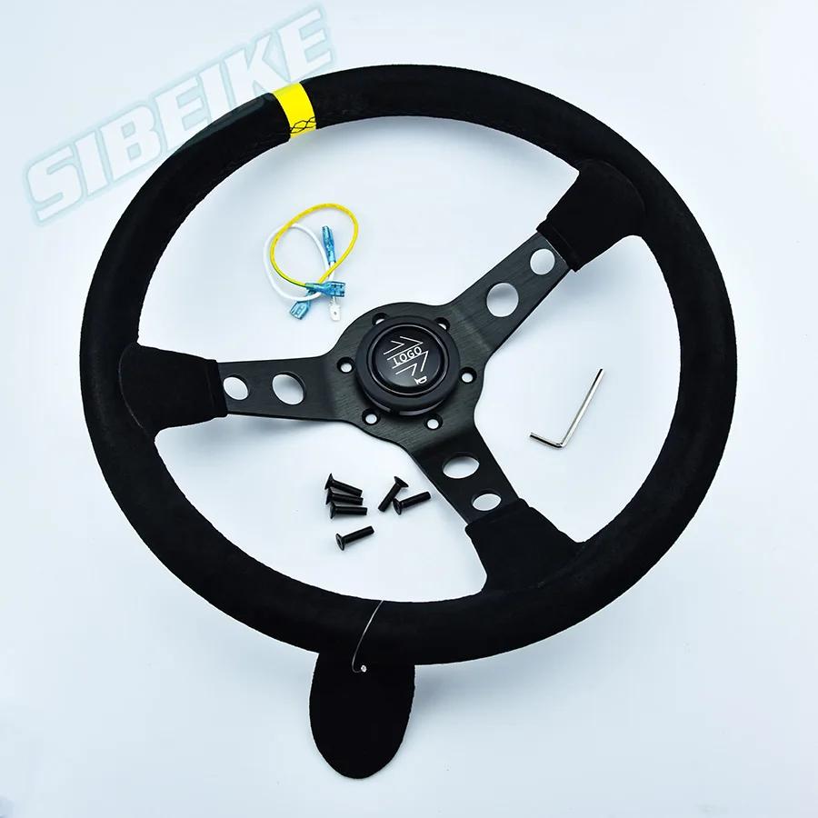 Custom JDM Leather SPORTS Steering Wheel Racing Car 350mm