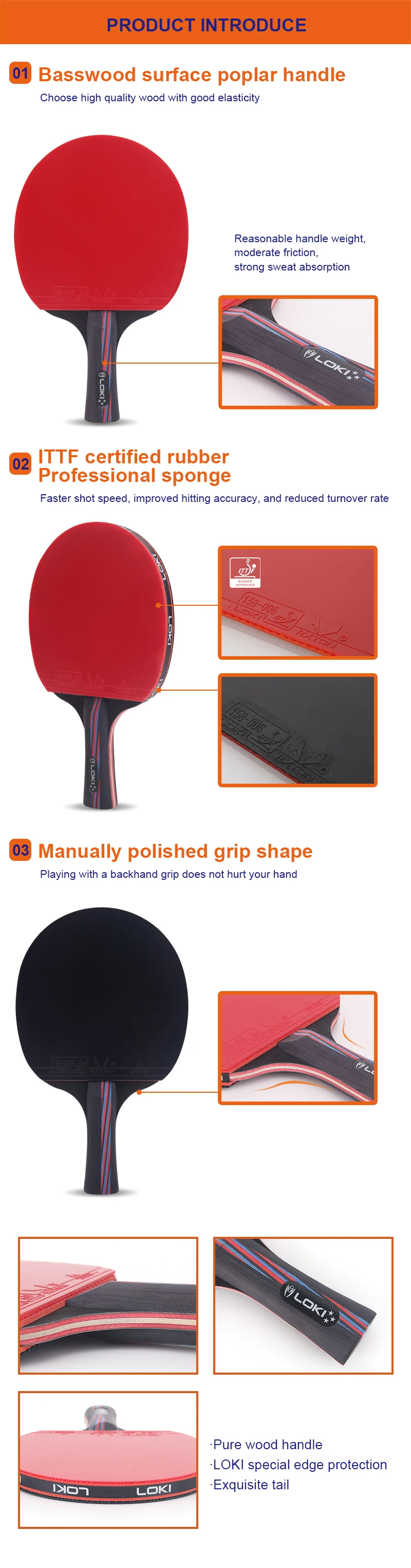 Loki KX3 Ping Pong Paddle - Professional Table Tennis Racket