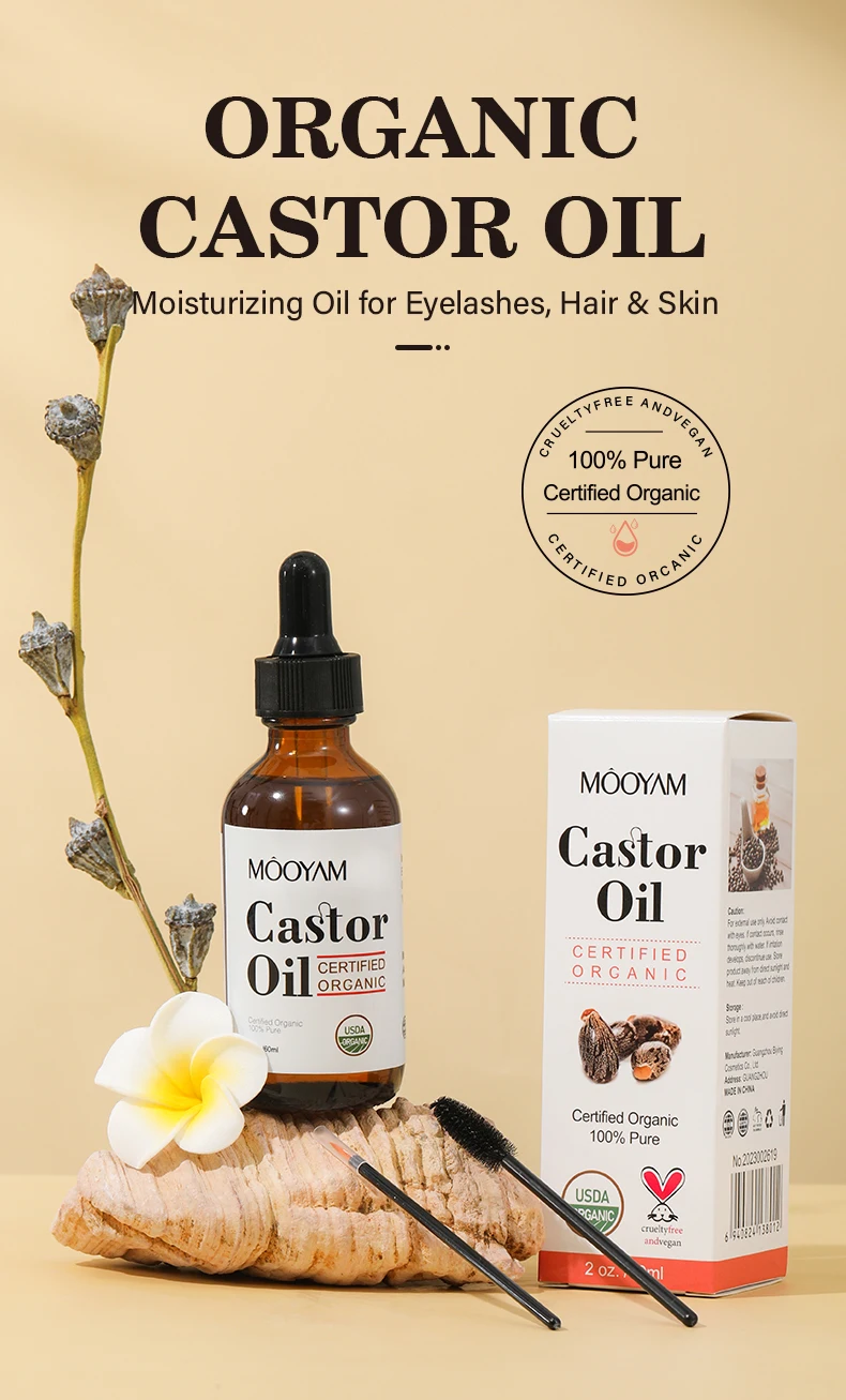 Natural Eyebrow Hair Growth Enhancer Liquid Castor Oil Serum Eye Lash ...