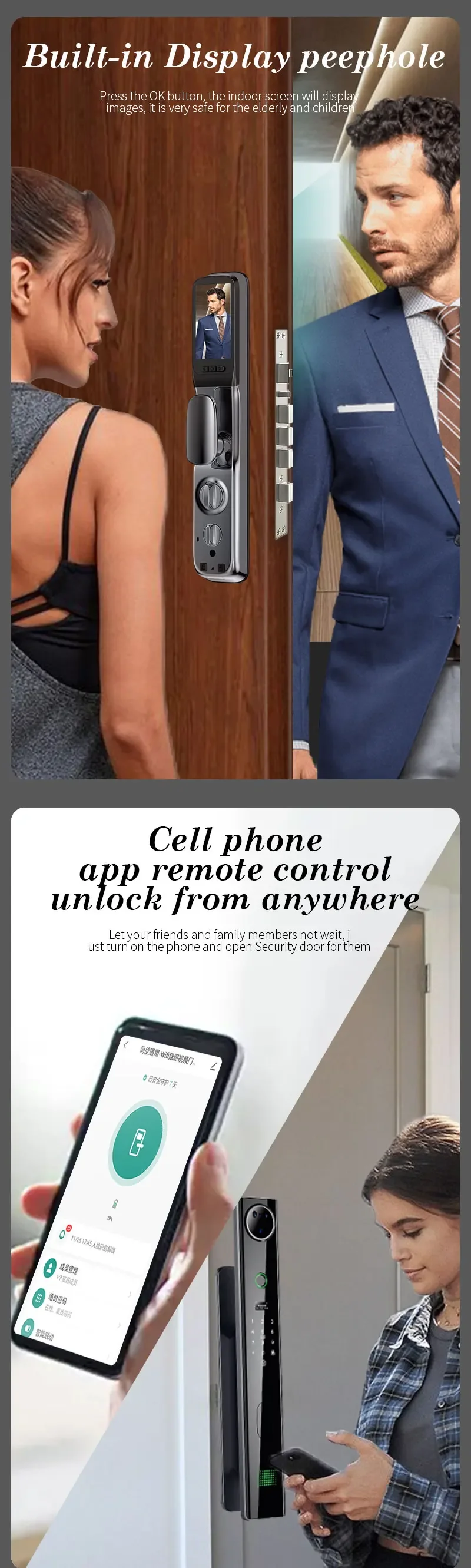 Smartier Digital Tuya Smart Face Recognition Smart Door Lock Security ...