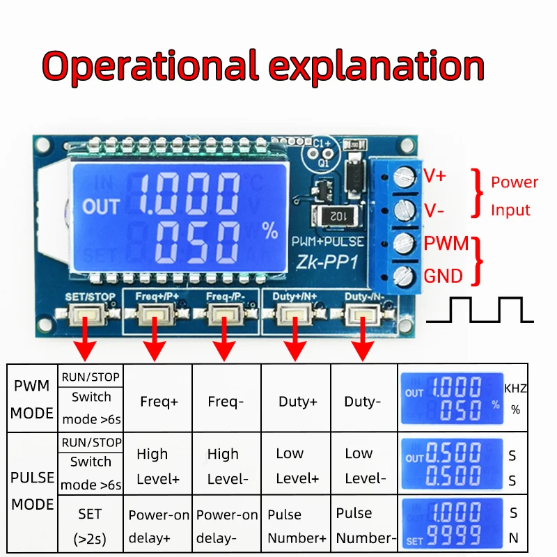 Zk-pp1 Signal Generator Square Wave Dual Mode Lcd Pwm Pulse Frequency ...