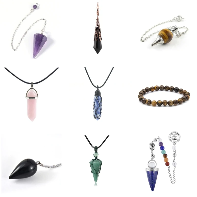 Wholesale Gemstone Crystal Pendulum Healing Chakra Dowsing Pendant ...
