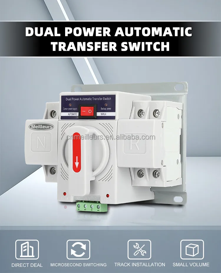 Single Phase Din Rail AC 63A ATS Dual Power Automatic Transfer ...