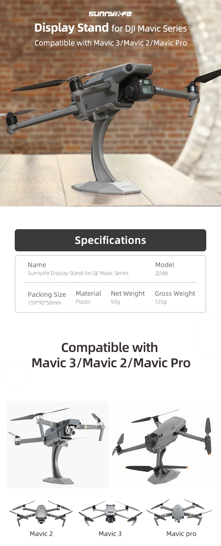 Sunnylife Desktop Display Stand - Perfect for DJI Mavic Series