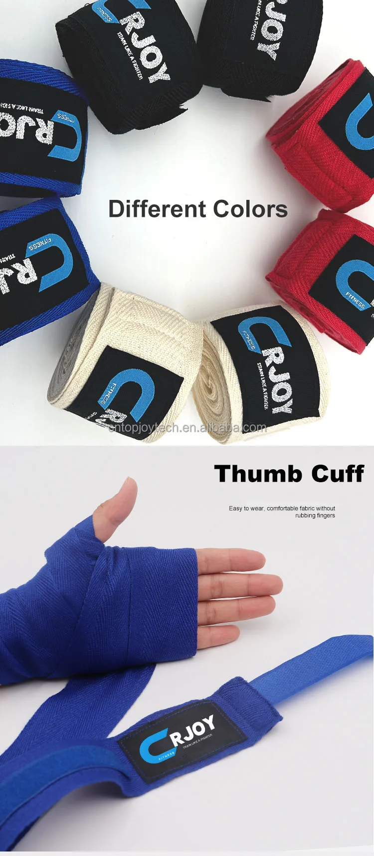 2.5m 4.5m 5m Custom Logo Wrist Support Pure Cotton Hand Wraps Gym ...