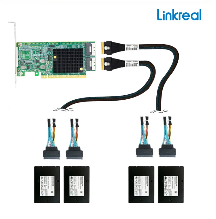 PCI Express 4.0 X16 to Two Slimsas SFF-8654 8i Retimer Adapter by Linkreal