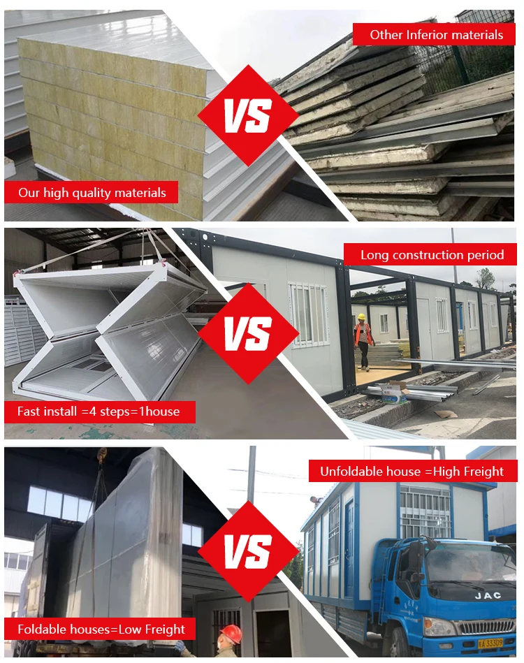 20ft Steel Structures Folding Living Prefab Modular Homes Stackable ...