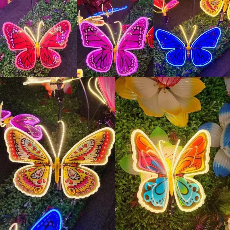 Outdoor Garden Led Butterflies Decoration Colorful 40CM Simulated ...