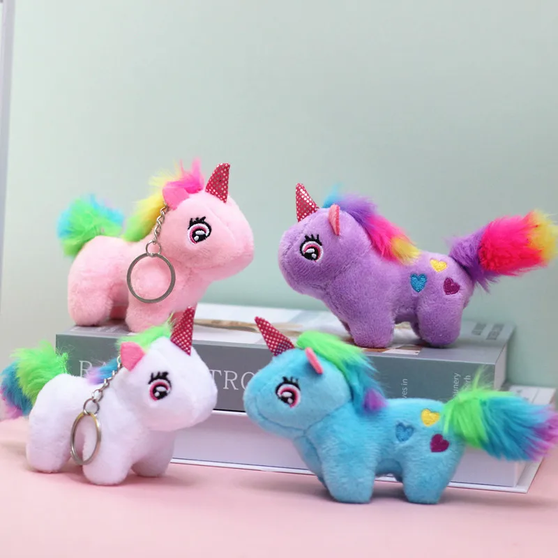 Rainbow Pony Keychain Plush Doll Cute Doll Car Metal Keychain Bag ...