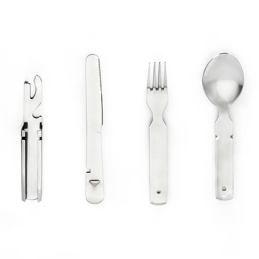 4 Pcs German Military Style Stainless Steel Travel Camping Portable ...