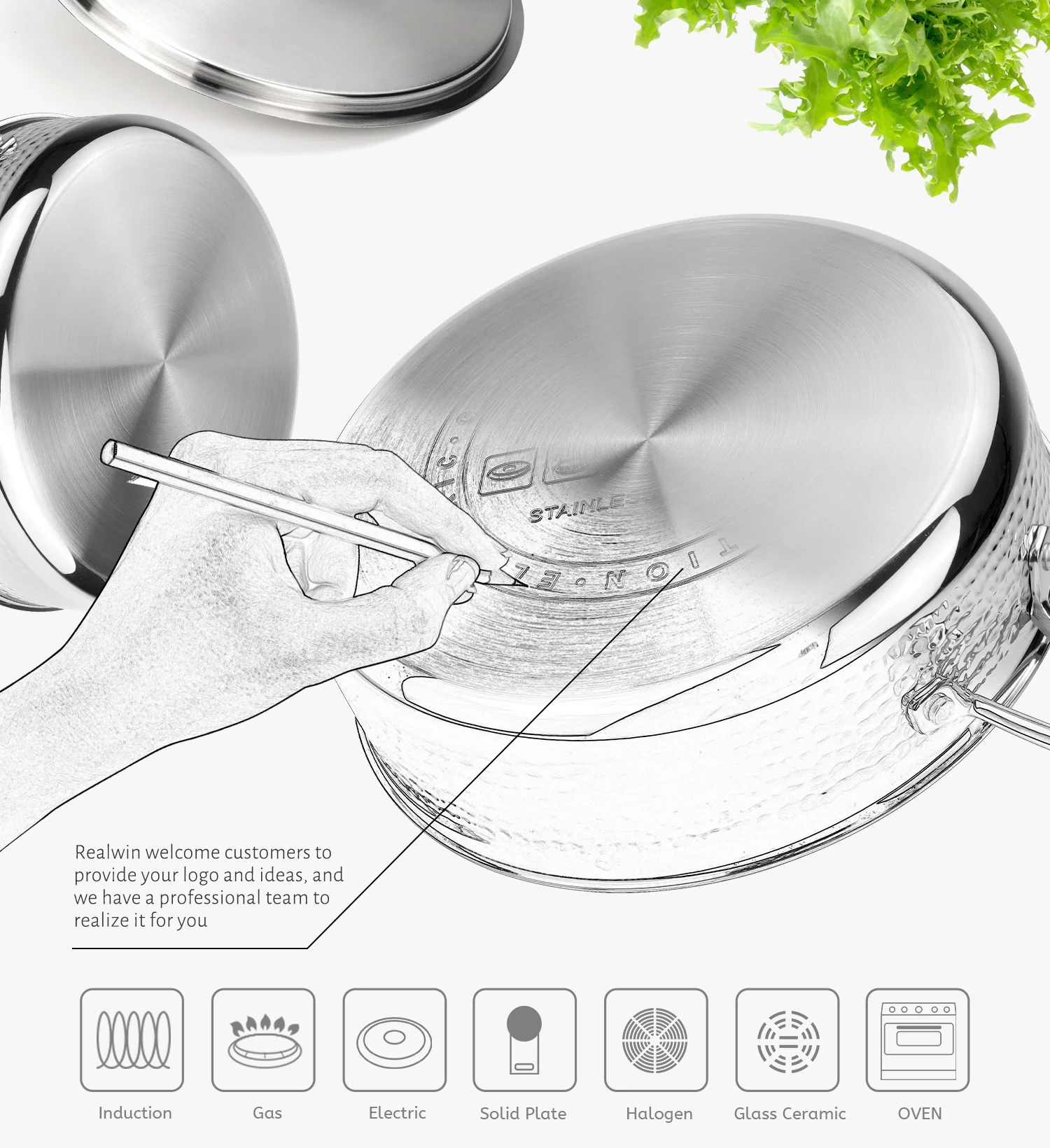 Home Kitchenware Juego De Ollas Sus304 Tri-ply Stainless Steel Cookware ...