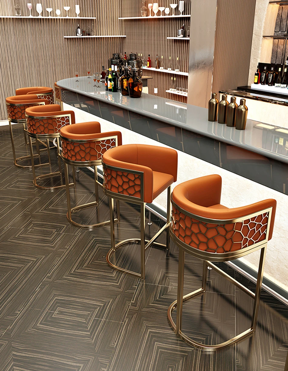 Modern Luxury Honeycomb Bar Stool High Chair in Gold Metal - Perfect ...