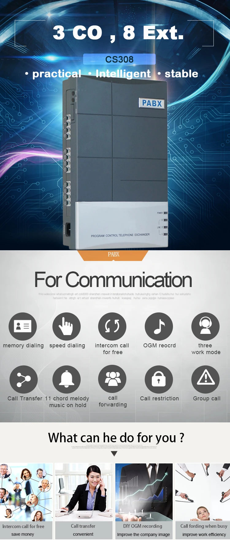 Excelltel PABX PBX Intercom Telephone Switch System MS 108 -GSM