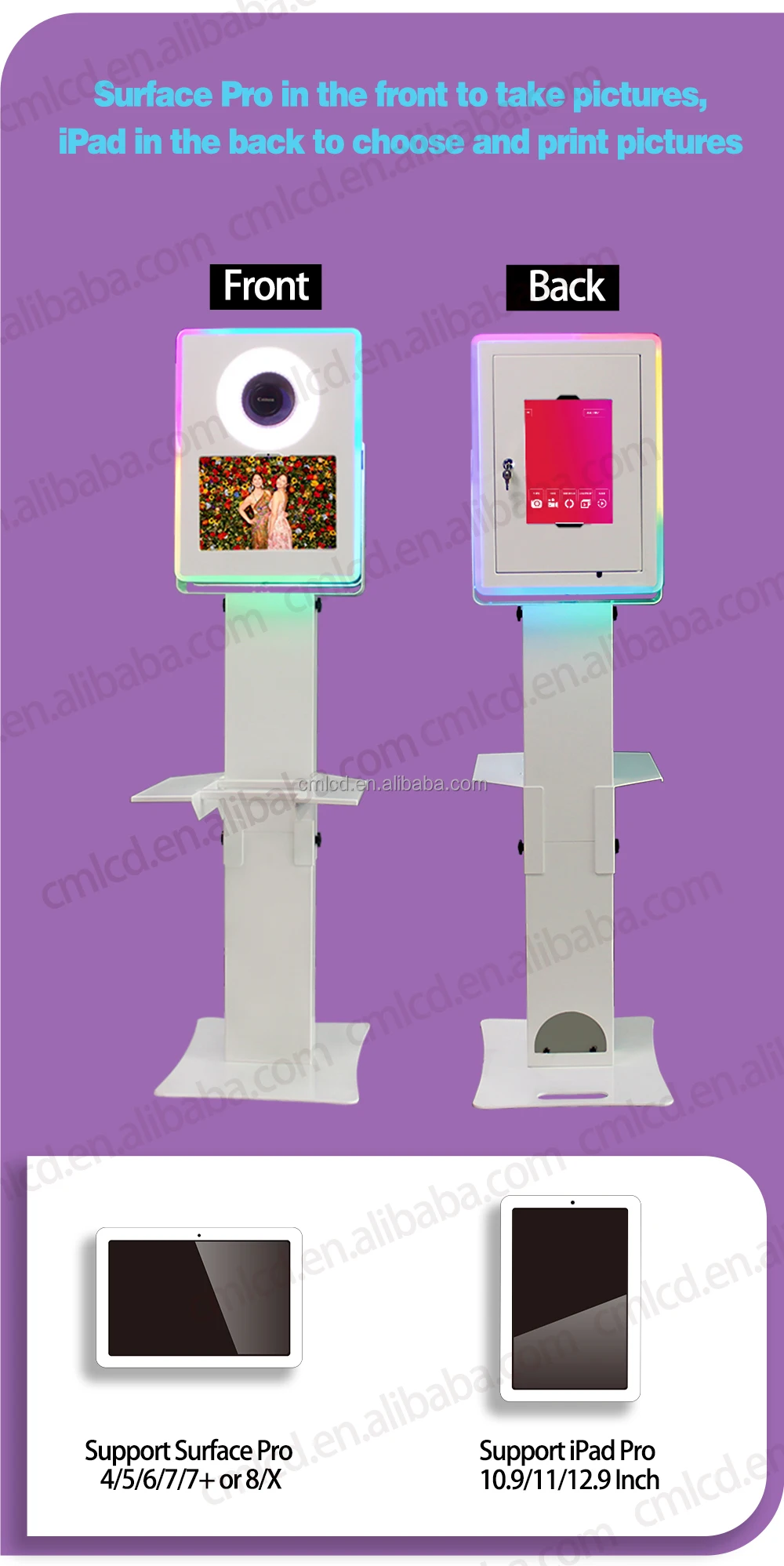 Birthday Photo Booth With LED Flash Light Dslr Camera Printer Surface ...