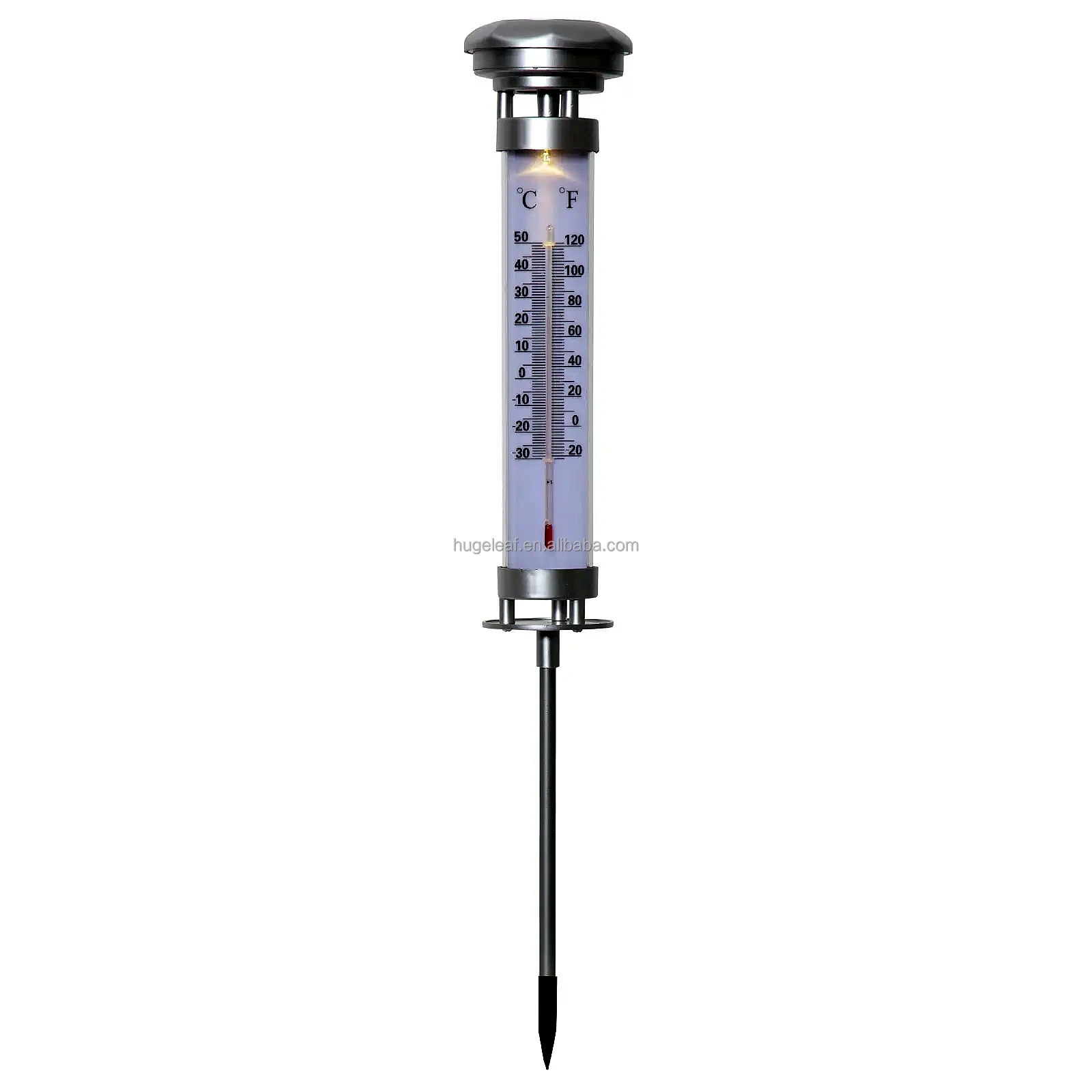 Customizable LED Solar Outdoor ABS Plastic Garden Thermometer