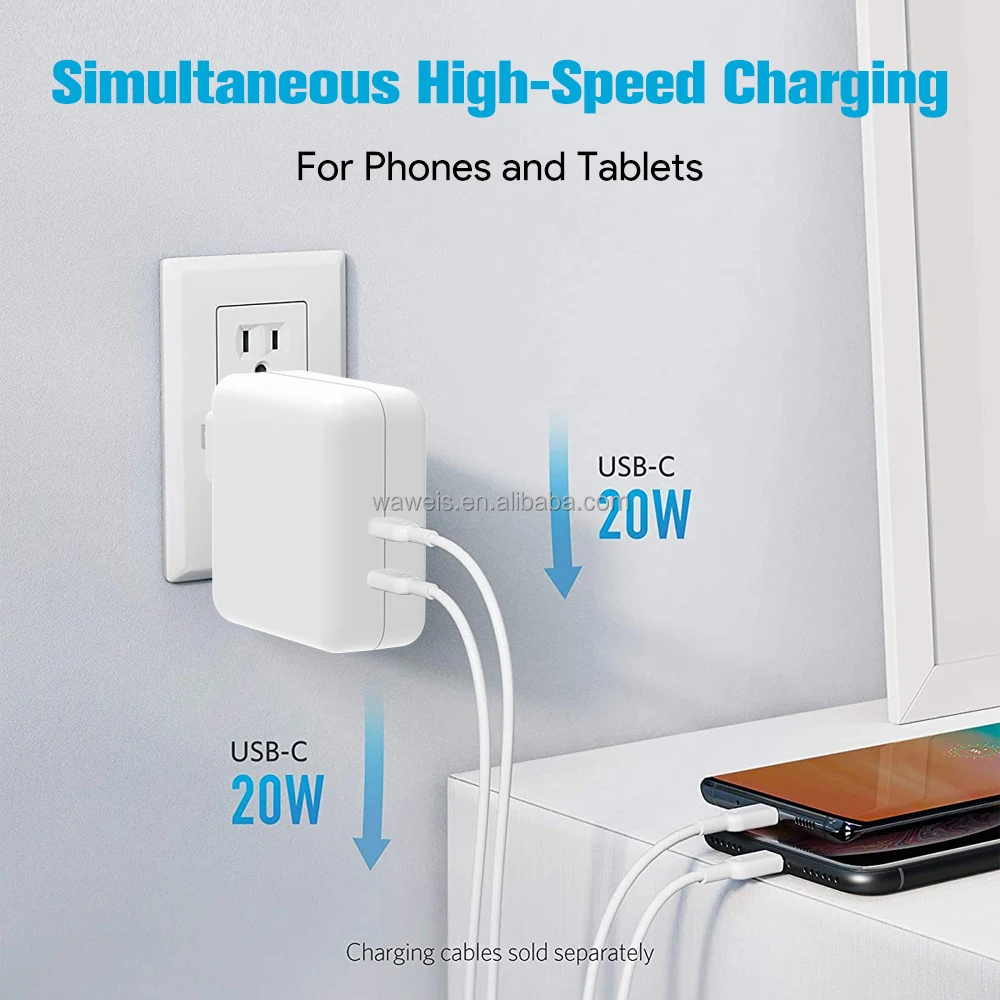 65w 2 Port Type-c Power Adapter For Macbook Usb C Port Charger - Buy ...