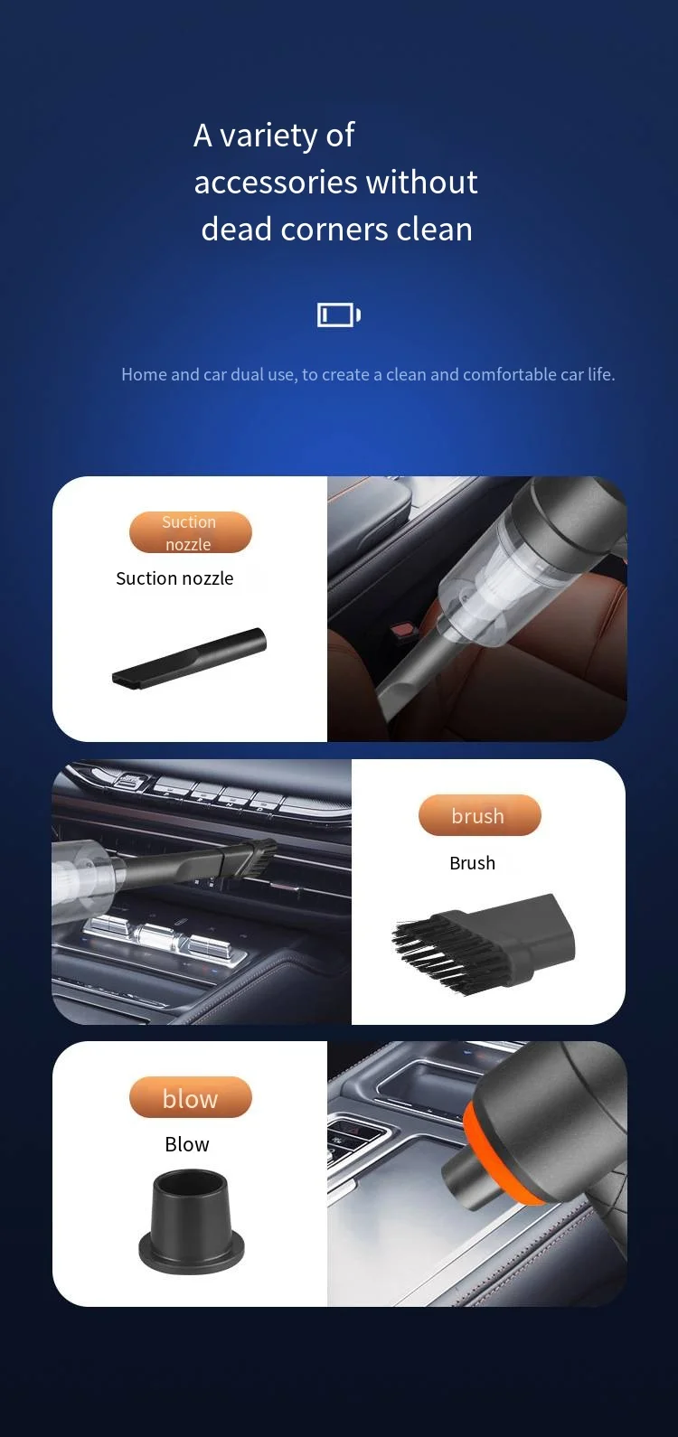 Handheld Blowing and Suction Integrated Car Vacuum Cleaner