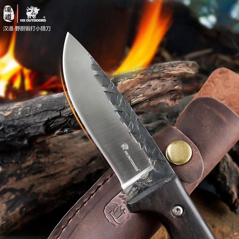 Hx Outdoors Forging Hunting Knife With Wood Handle Fixed Survival ...