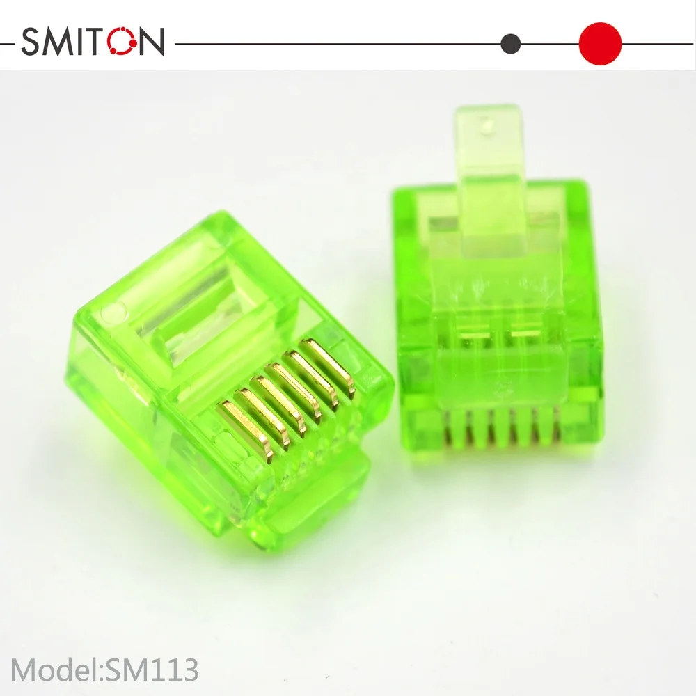 6-Core RJ12 Male Connector 6P6C Modular Plug Cat3 Telephone Splitter ...