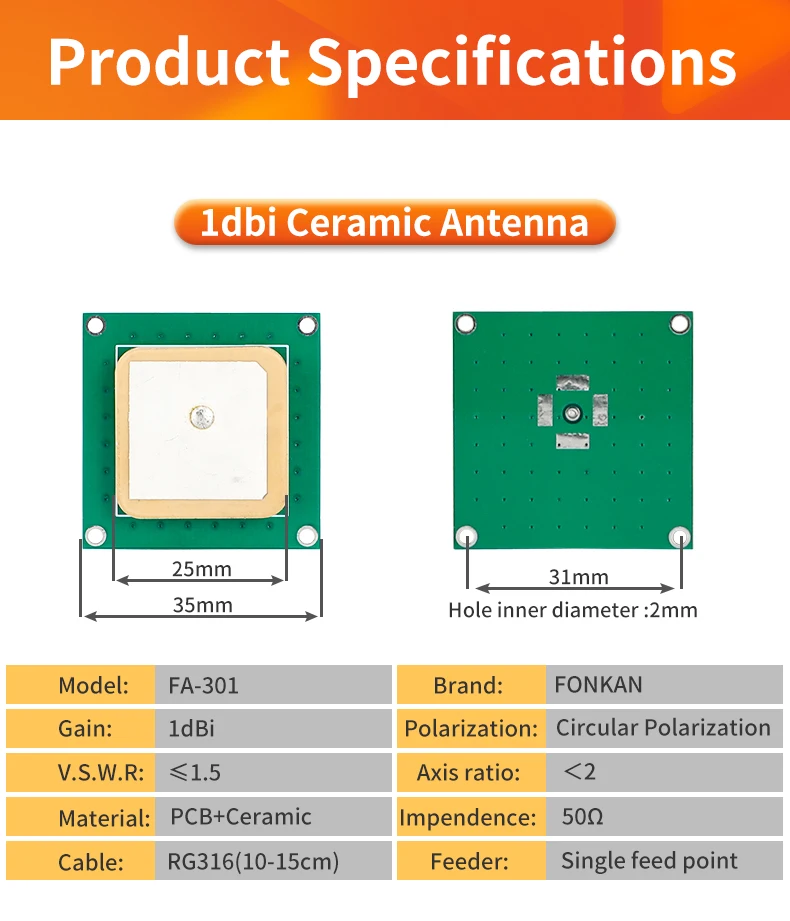 Circular Polarization Long Range UHF RFID Ceramic Antenna for RFID ...