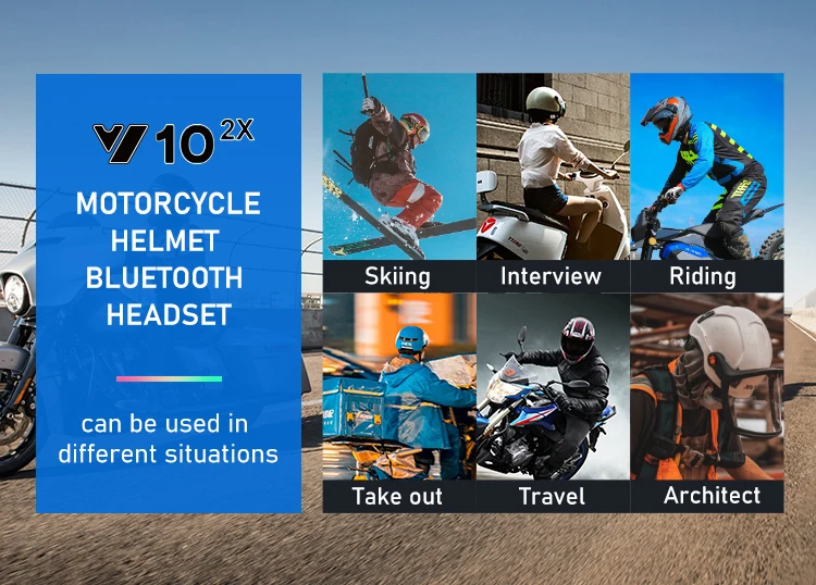 Y10 2X Motorcycle Intercom - Long Lasting Battery Life