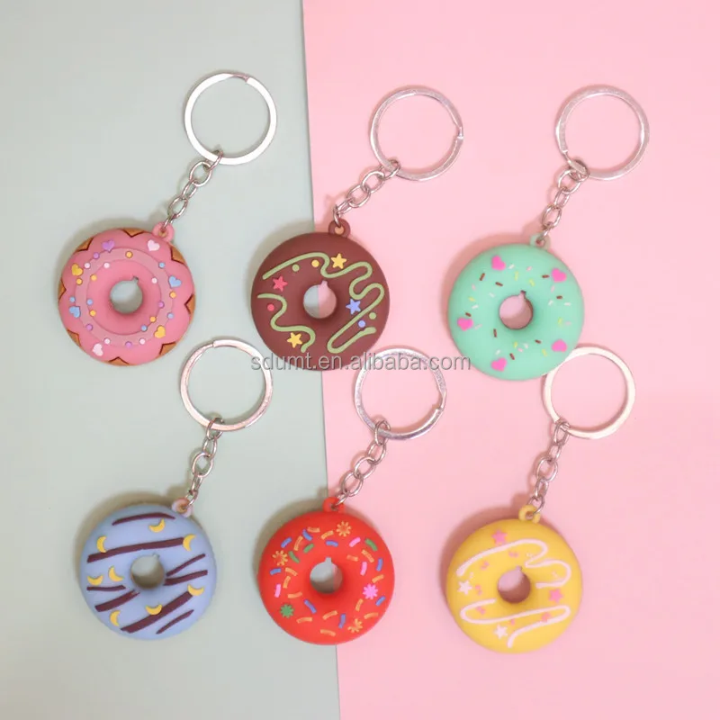 Cute Key Chain Creative Rubber Soft Pvc Donut Keychain Pendant Car Bags ...