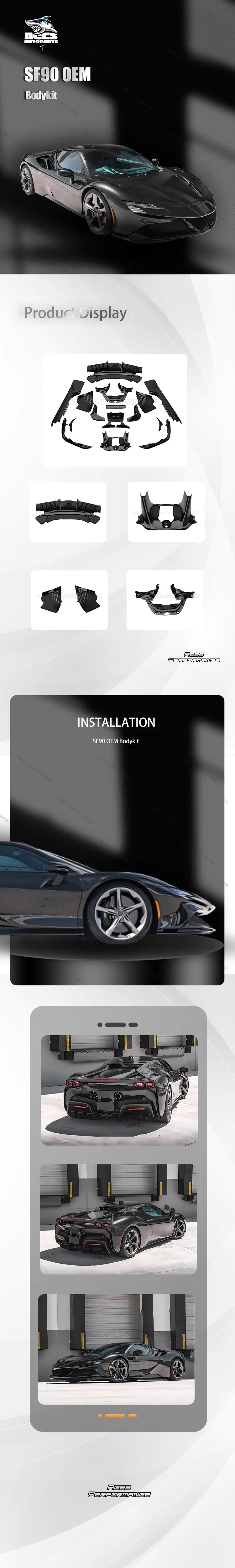 OEM Style Carbon Fiber Bodykit for Ferrari SF90 Front Lip Rear Diffuser ...