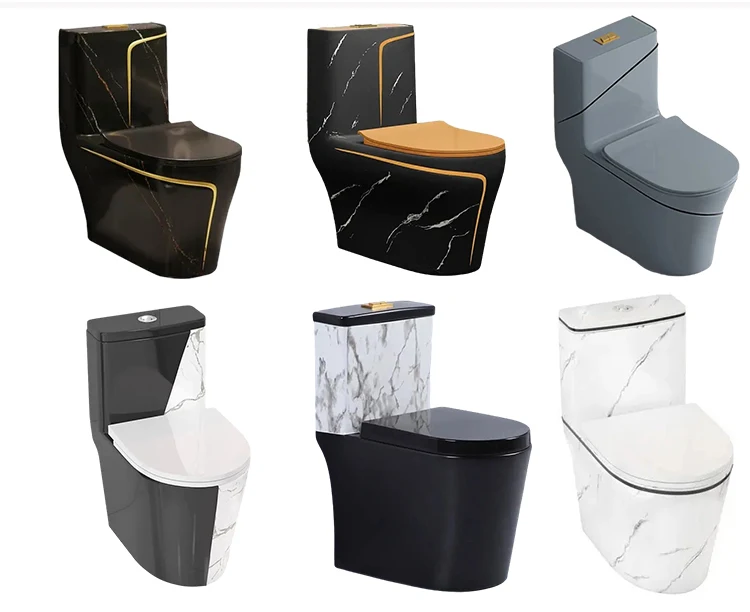 Luxury Inodoro Negro Sanitary Ware Ceramic Bathroom Porcelain Gold Black Colored Wc One Piece ...