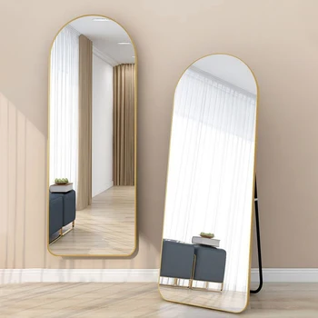 Aluminum Frame Arched Full Body Floor Dressing Mirror Back Panel Full ...