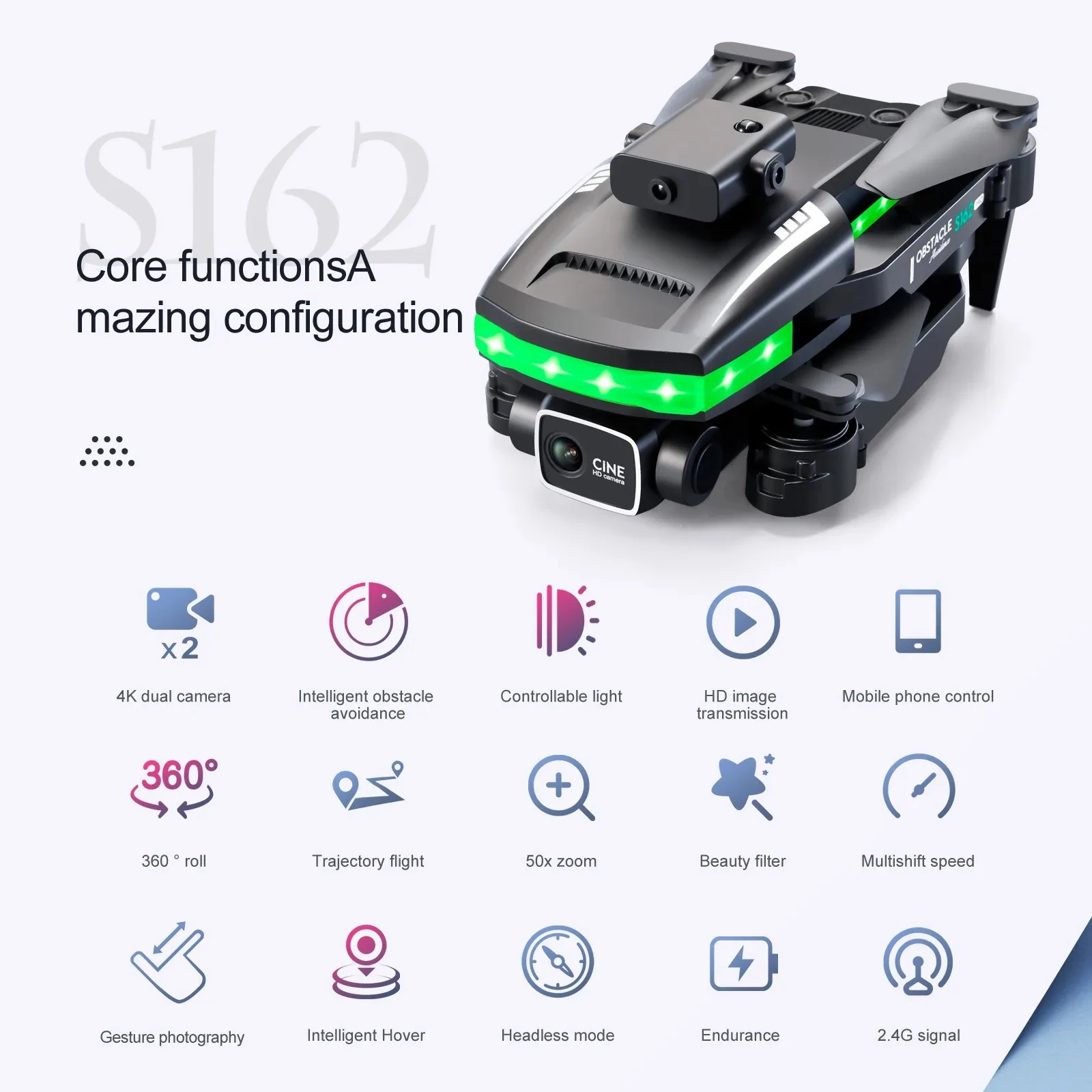 Factory Direct Sale S162 Drone Camera With Remote Control Obstacle Avoidance 1200 Mah Mini Drone ...