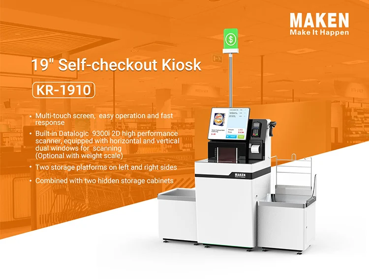 Self Service Checkout Kiosk - Touch Screen Automatic Payment Terminal ...