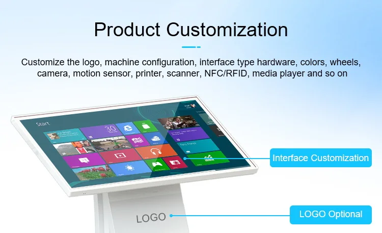 Custom Commercial Horizontal Totem Android Smart Interactive Kiosk 55 ...