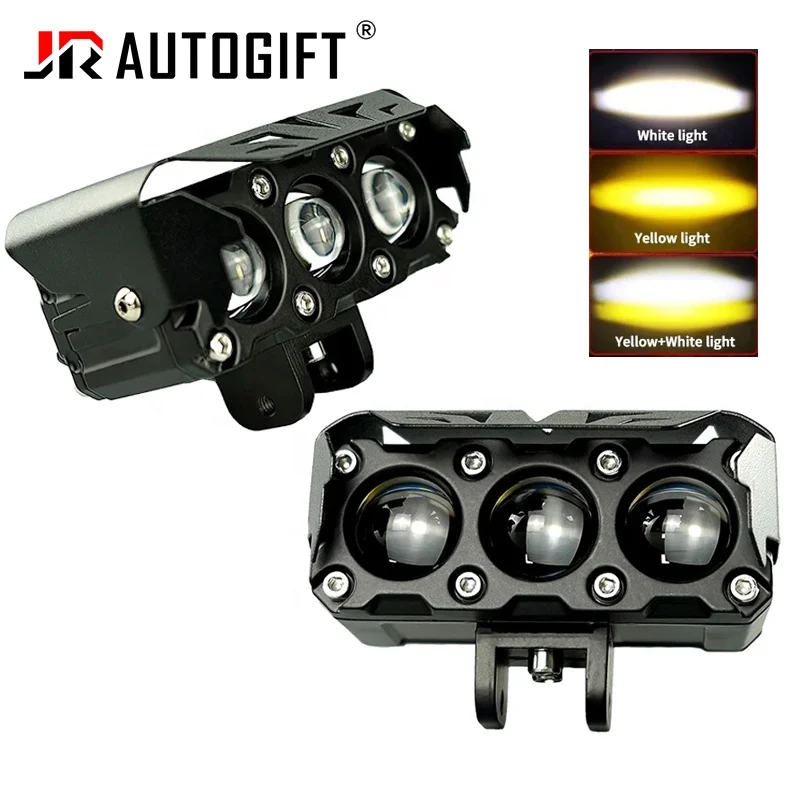 3 Lens Dual Color Light Motorcycle Headlights Led Projector Lens ...