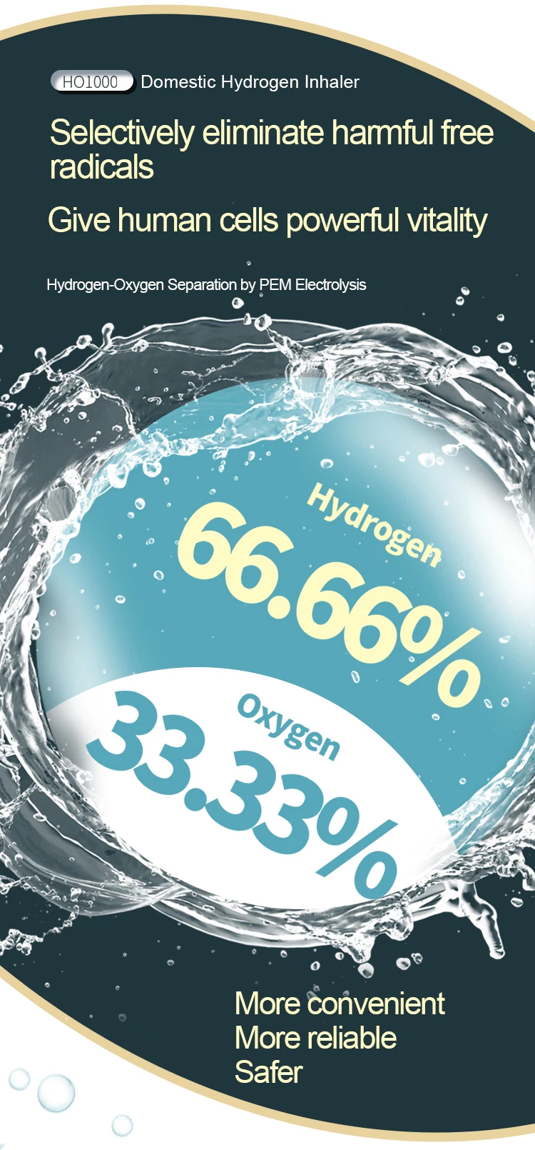 High Flow 1000ml/min Hydrogen Brown Gas Inhalator Portable Spe Pem ...