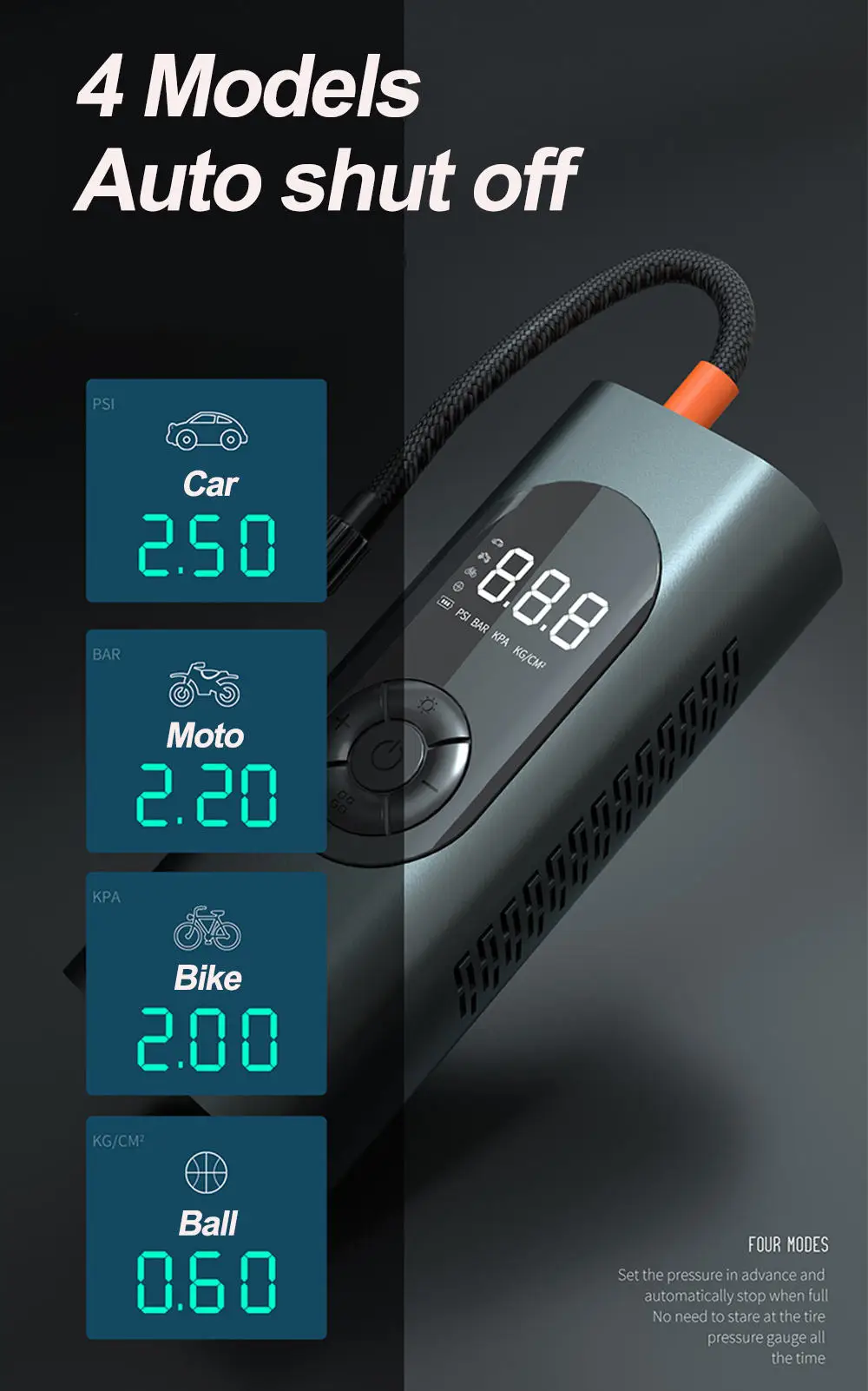 Automatic Rechargeable Tire Inflators Electric Mini Wireless Digital ...