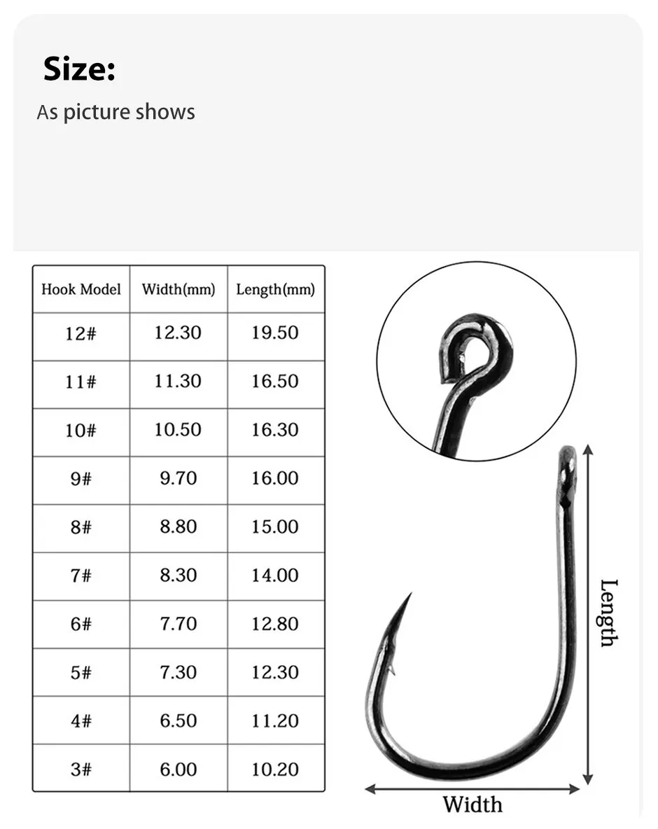 Orjd Fish Hook Box of 100 Pieces Tube with Iseini 3-12# with Barbs and ...